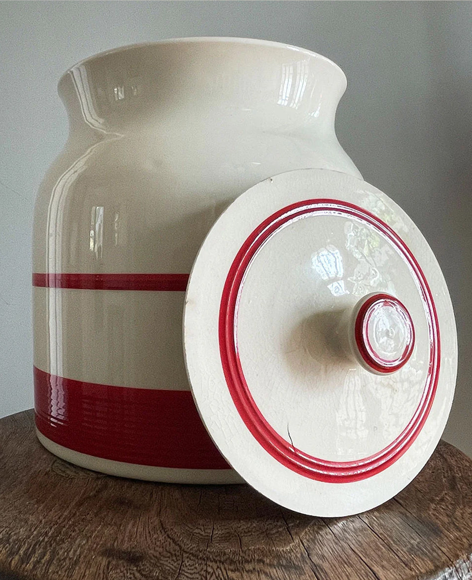 Large Vintage Saddler Kleen Kitchen Ware Red & White Jar - IntoVintage ...