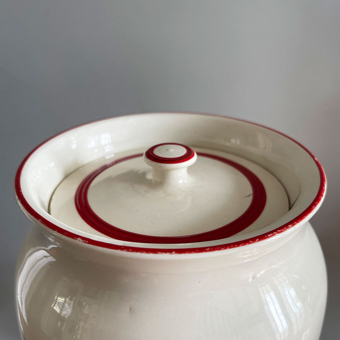 Large Vintage Saddler Kleen Kitchen Ware Red & White Jar - IntoVintage ...