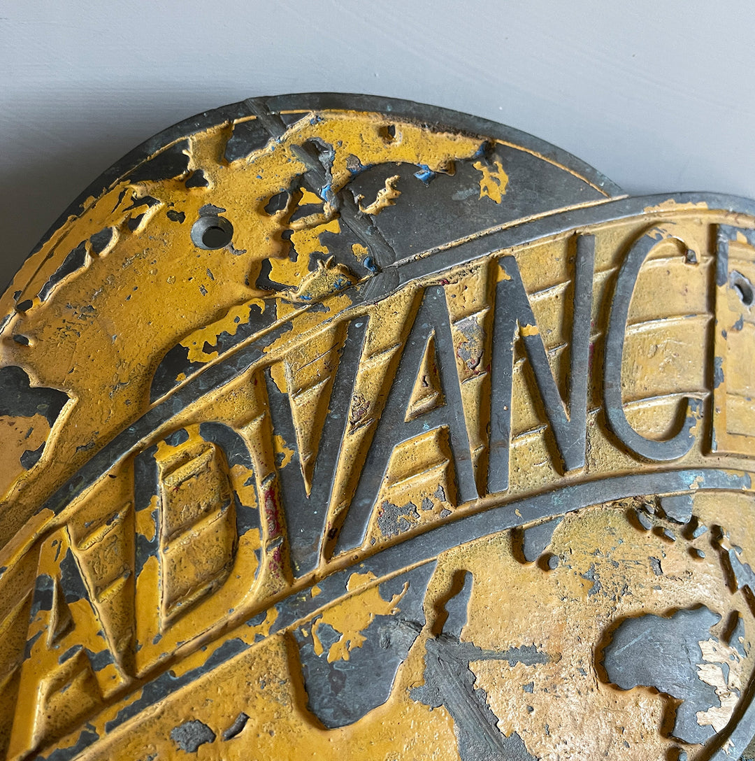 Vintage Industrial Brass Advance Sign - IntoVintage.co.uk – Intovintage ...