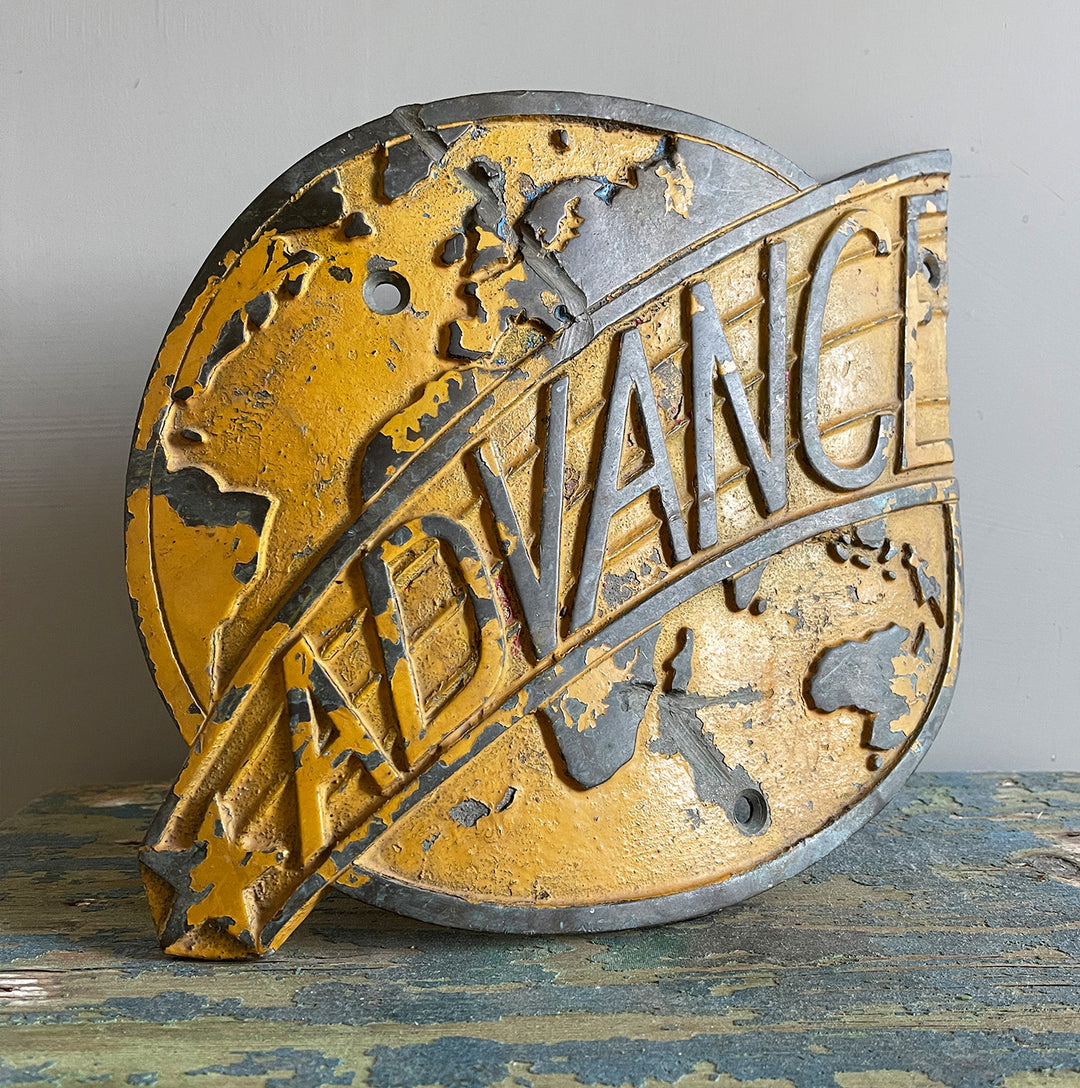 Vintage Industrial Brass Advance Sign - IntoVintage.co.uk – Intovintage ...