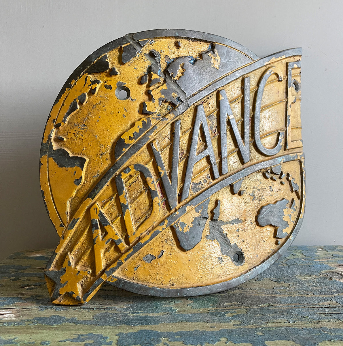 Vintage Industrial Brass Advance Sign - IntoVintage.co.uk – Intovintage ...