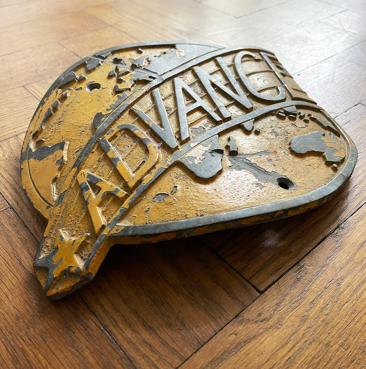 Vintage Industrial Brass Advance Sign - IntoVintage.co.uk – Intovintage ...