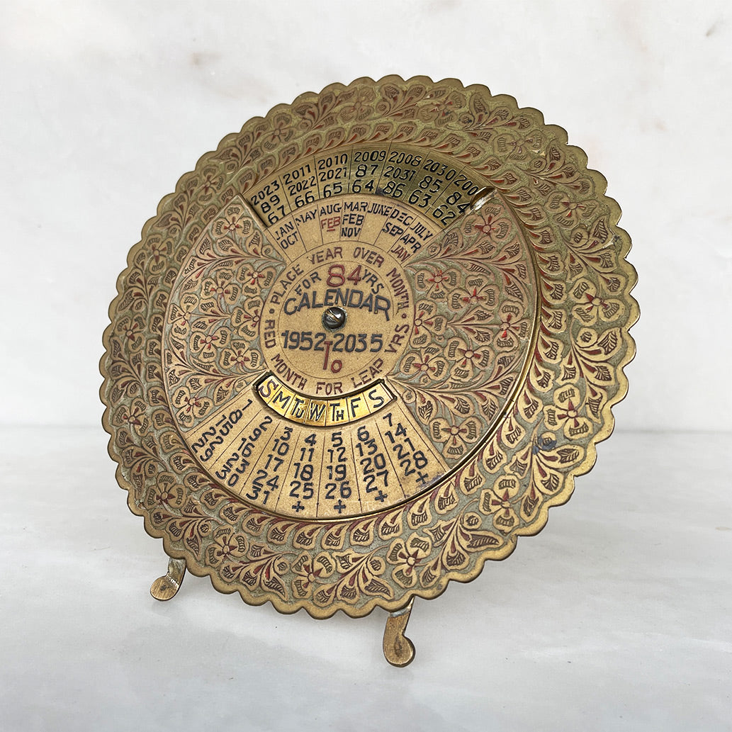 A Vintage 84 Year Brass Calendar - IntoVintage.co.uk – Intovintage.co.uk