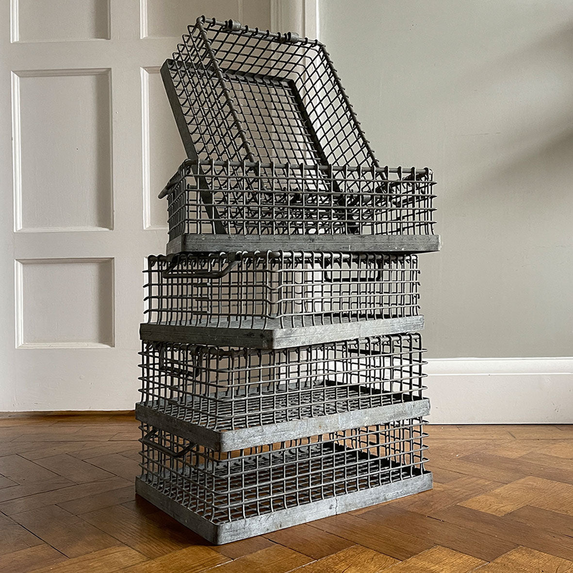 Vintage Metal Stacking Crates - IntoVintage.co.uk – Intovintage.co.uk