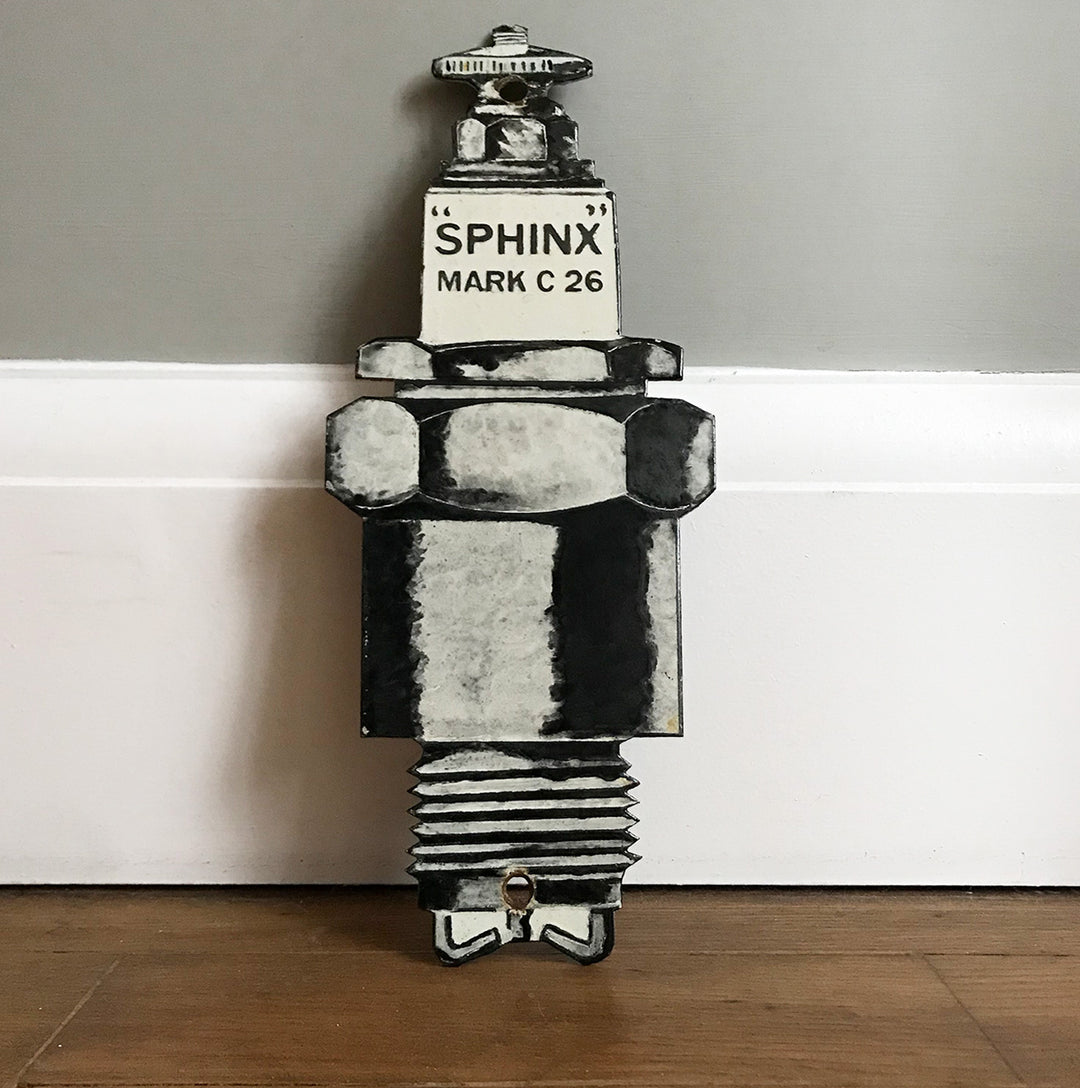Vintage "SPHINX Spark Plug Enamel Sign - IntoVintage.co.uk ...