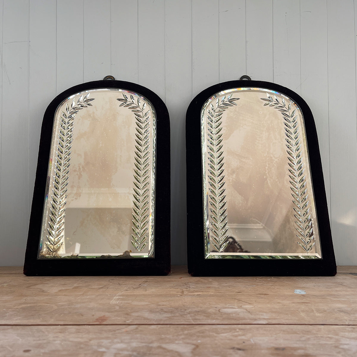 A Pair of Victorian Velvet Framed Bright Cut Mirrors - IntoVintage.co ...